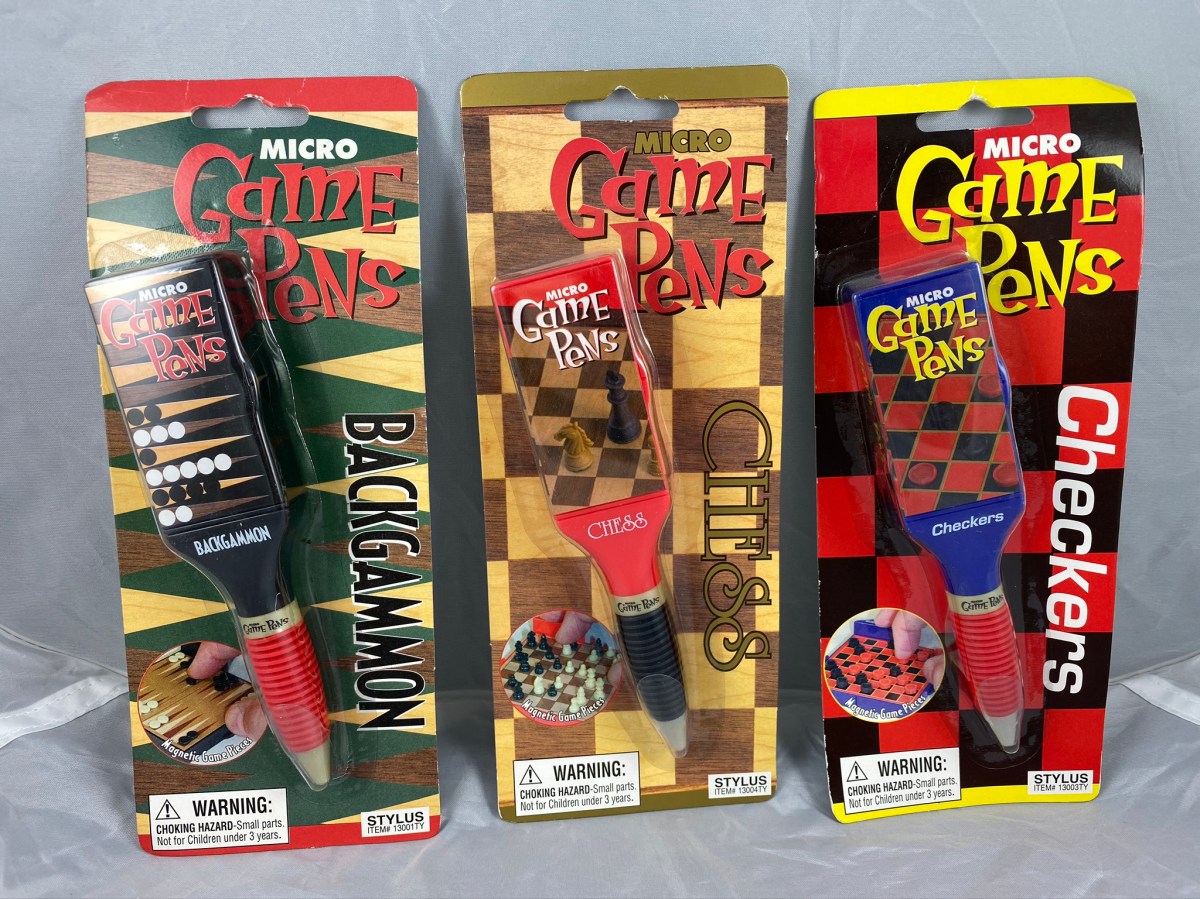 Three Ballpoint Micro Game Pens – Backgammon, Chess, Checkers ...